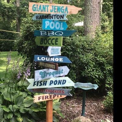 6 Hand Painted Wood Directional Signs Destination Sign Arrow Sign ...