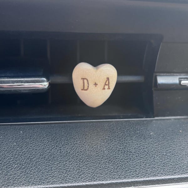Two Letters Wooden Heart Air Vent Clip Accessory With Couples Initials ...