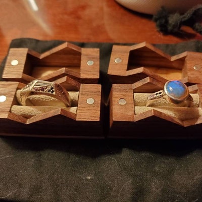 Ring Box the Mountain Made From Walnut & Chestnut Wood Unique ...