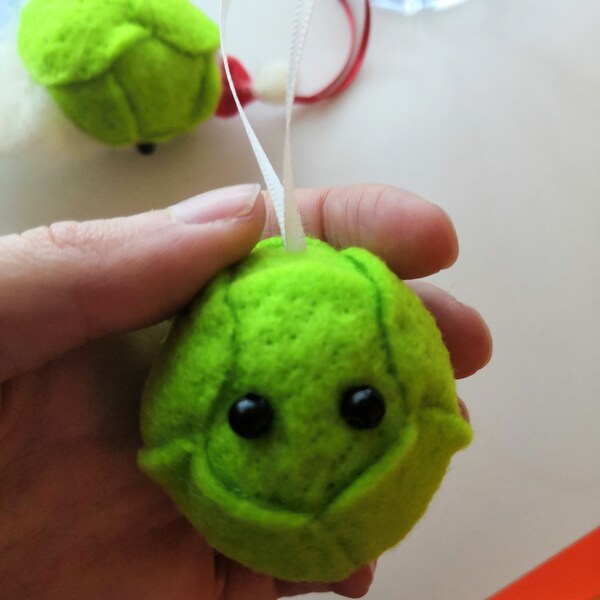 Brussel Sprout Bauble Needle Felted Christmas Decoration Handmade From ...