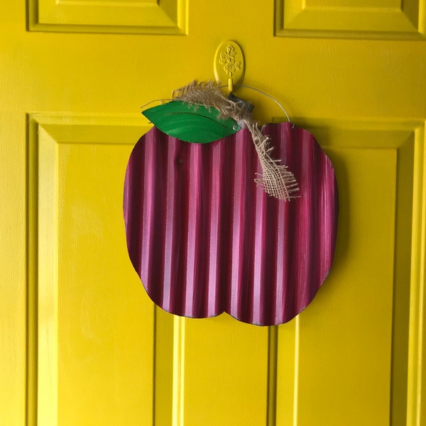 Tin Apple / Hand Painted Tin Apple / Corrugated Tin Apple / Tin Harvest ...