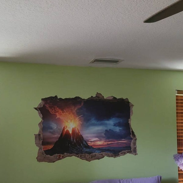 Volcano Eruption Wall Decal Sticker Mural Poster Print Art Home Office ...