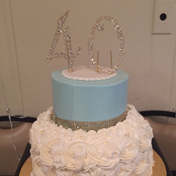 New 5" Gold Rhinestone Number Forty 40 Cake Topper 40th Birthday ...