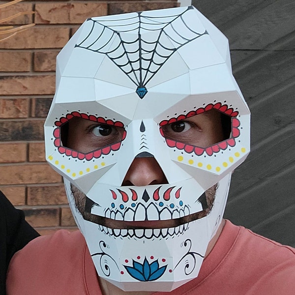 Horned Skull, Demon Paper Mask, Lowpoly 3D Papercraft Mask Template ...