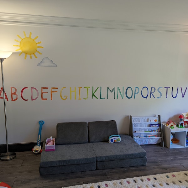 Rainbow Uppercase Letters Fabric Wall Decal Color Story Mej Mej - Etsy