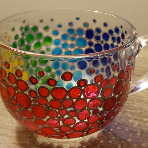 Colored Bubbles Mug Painted Glass Mug Big Coffee Mug Mosaic Mug ...