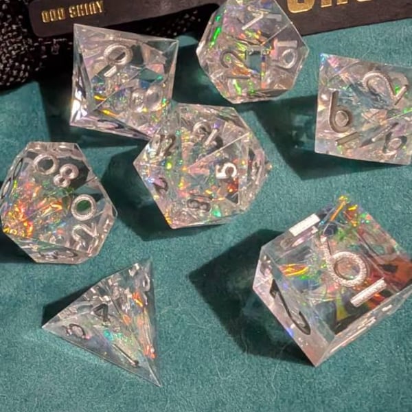 Moonbeam, Clear Polyhedral Sharp Edge Dnd Gem Dice Holographic ...