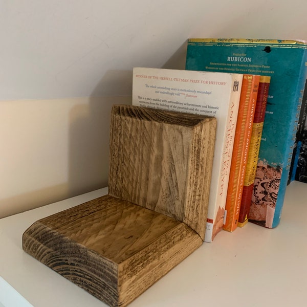 WOODEN Triangle BOOKREST Book ORGANISER Rustic Bedside Table Phone ...