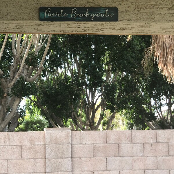 Puerto Backyarda Sign | Funny Beach Sign | Beachy Sign | Wooden Words ...