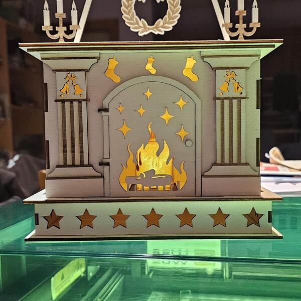 Christmas Fireplace Laser Cut File Candle Holder Lamp Night Light ...
