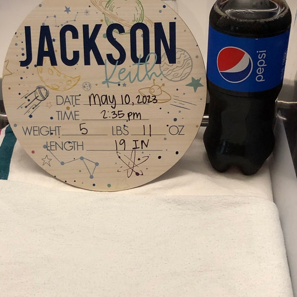 Baby Birth Stat Sign | Personalized Birth Announcement Sign | Space ...