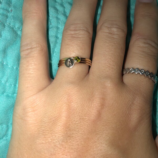 Personalized Gold Stacking Ring SET. Initial Ring. Gold Diamond Ring ...