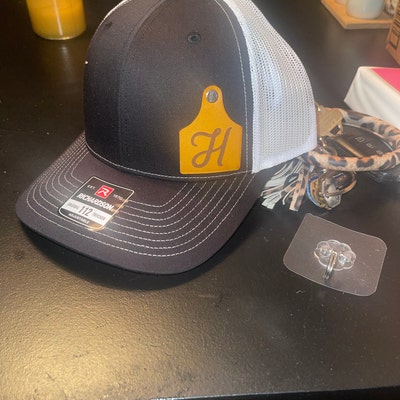 YOUR BRAND Leather Ear Tag Trucker Hat Personalized With - Etsy