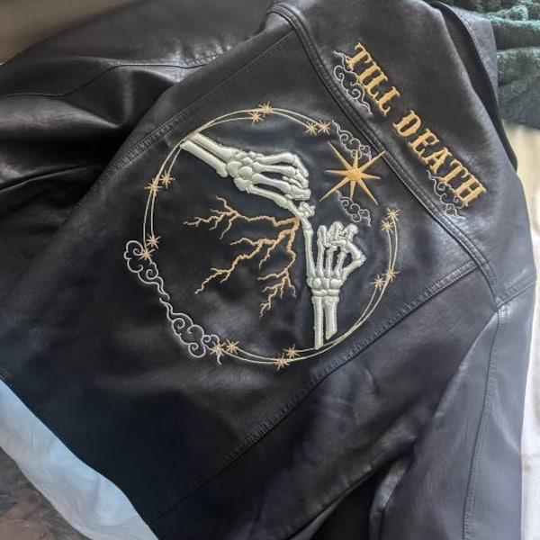 Till Death Leather Jacket Black Wedding Embroidered Leather Jacket ...