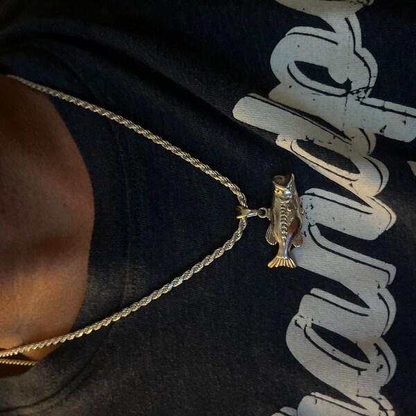 14k Gold Vermeil Redfish V.2 Necklace, Redfish in Action Charm, Red ...