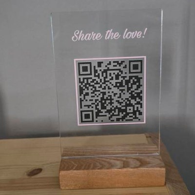 Wooden QR Code Menu Sign With Logo Printing, Custom QR Menu Display ...