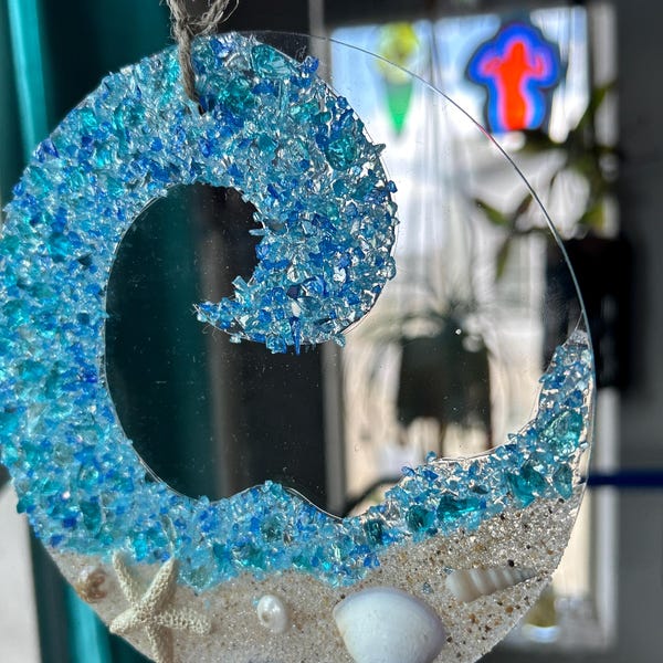 Sea Glass Beach Scene - Sea Glass Art - Beach Decor - Beach Scene Wall ...