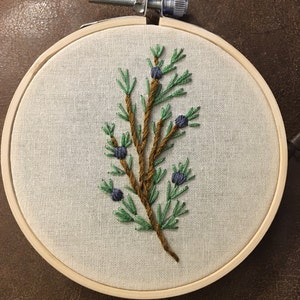 PDF Pattern, Juniper Branch, Embroidery Pattern, Beginner Embroidery ...
