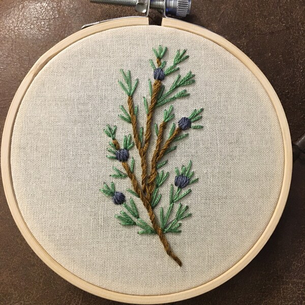 PDF Pattern, Juniper Branch, Embroidery Pattern, Beginner Embroidery ...