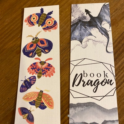 Book Dragon Bookmark, Inky Dragon Watercolor Book Lover Gift, Handmade ...