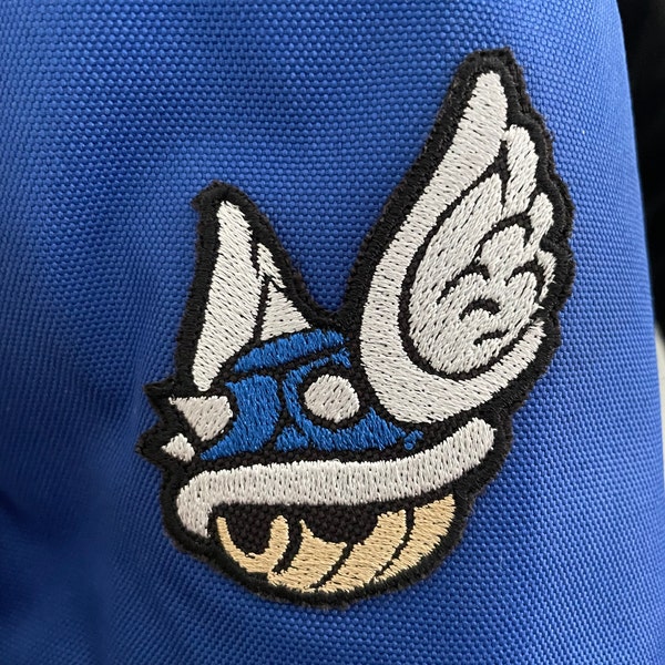 Blue Shell - Mario Kart - Iron on Patch - Shiny Metallic Embroidered ...