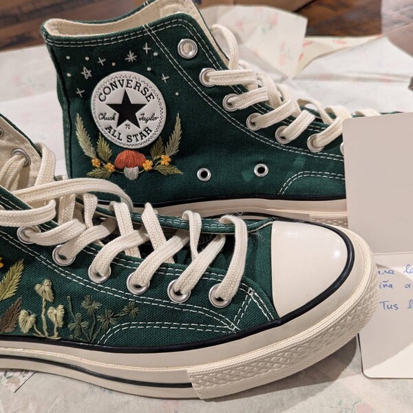 Embroidered Converse Mushroom, Frog, Converse Embroidery Mushroom ...