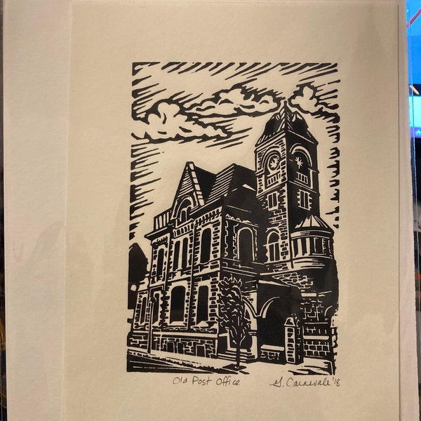Trinity Anglican Church, Original Black & White Linocut Relief Print ...