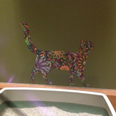 Walking Cat Wall Sticker Repositionable Floral Cat Wall Decal - Etsy