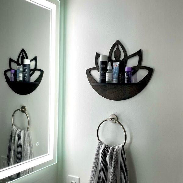 Floating Lotus Buddha Wood Shelf -crystal Shelf - Accent Shelf - Plant ...