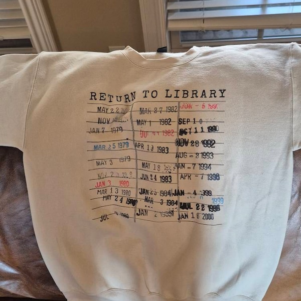 Return to Library Shirt, Vintage Library Card Book Due Date Sweatshirt ...