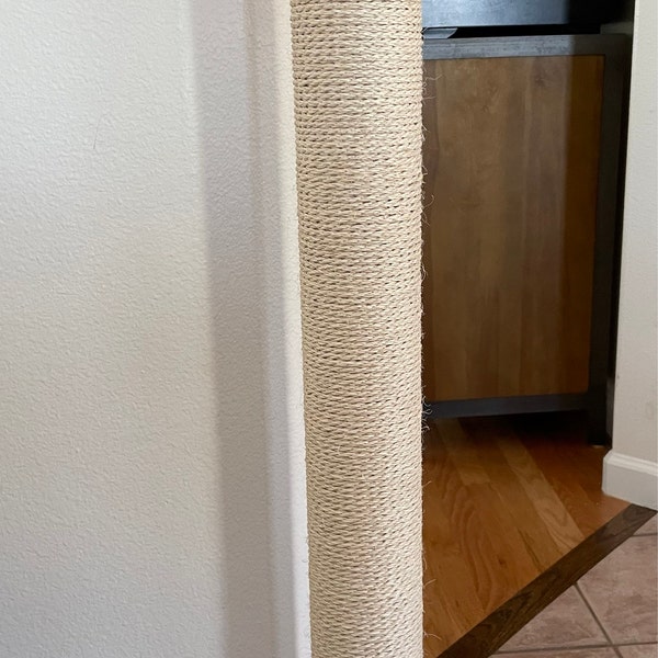 Tall Cat Wall Scratching Post, Wood and Jute. Cat Tree, Scratching Post ...