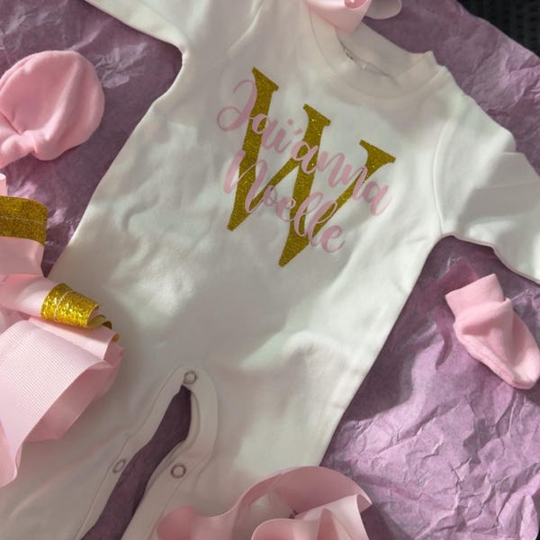 Baby Girl Outfit, Coming Home Outfit, Custom, Handmade, Personalized Newborn, Babyshower Gift ...