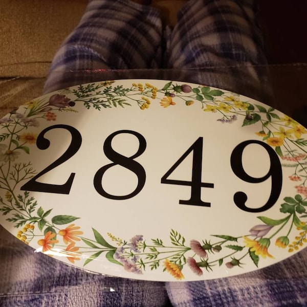House Numbers, Colorful Flower House Number Sign, Custom Address Plaque ...