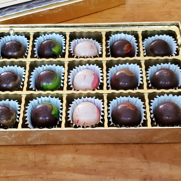 Customizable Box of 15 Assorted Artisan Chocolates, Choose Your Own ...