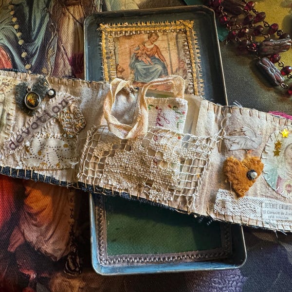 Religious Antique French Catholic Slider Locket Medal Shrine Pendant ...