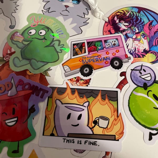 BFDI 2.5 Vinyl Sticker Pack 2 evil Leafy, Yoylecake, Fanny, Naily, Pen ...
