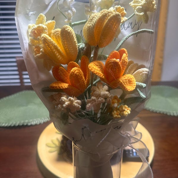 One Lily With Bud,crochet Lily Flower Bouquet, Stargazer Lily, Hand ...