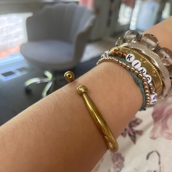 Unisex Gold Bracelet, Gypsy Bangle, Boho Bracelet, Handmade Brass ...