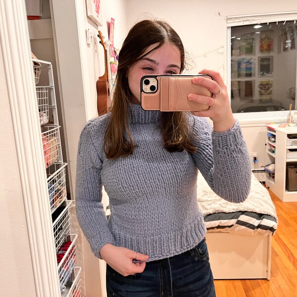 Knitting Pattern: Cozy Mock Neck Sweater, Cropped Fit, Super Chunky ...