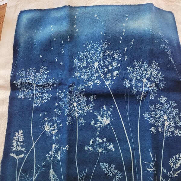 Original Botanical Art Cyanotype Print in a 5 X 5cm Metal Photo Frame ...