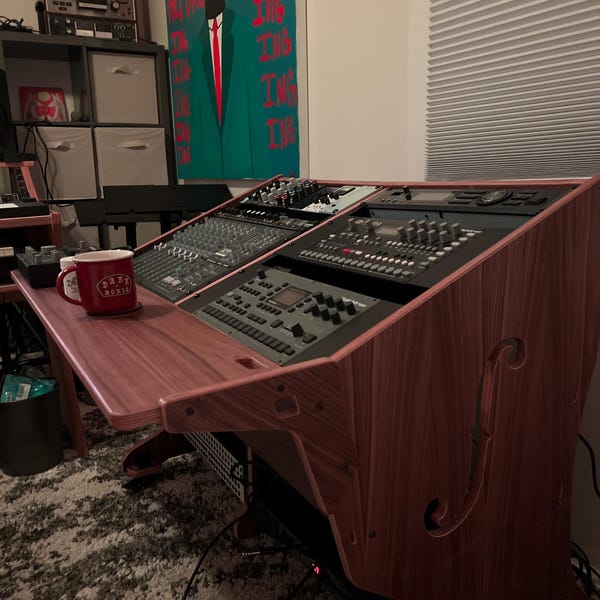 Large Mid-century Studio Desk Composer Workstation Walnut Recording ...