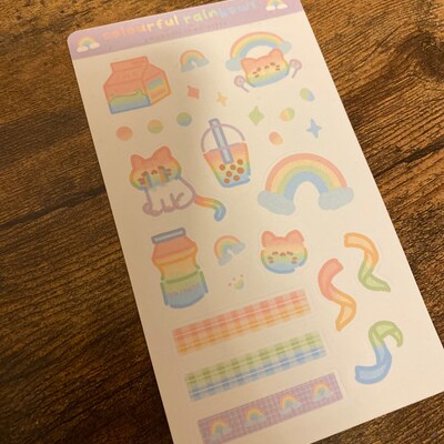 Yellow Aesthetic Illuminating Sun Kawaii Cute Cats Weather Sticker ...