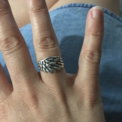 Unisex Angel Wing Ring Sterling Silver, Bird Wing Ring, Protective ...