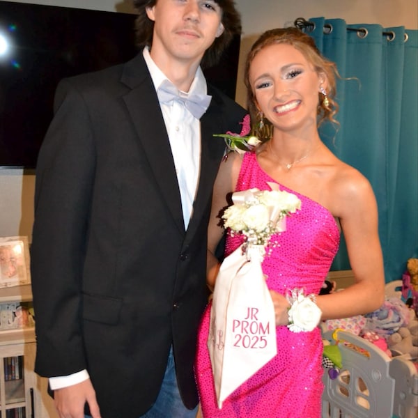 Hoco Custom Pink Toile Embroidered Bouquet Wrap Sash Bow Prom Bouquet ...