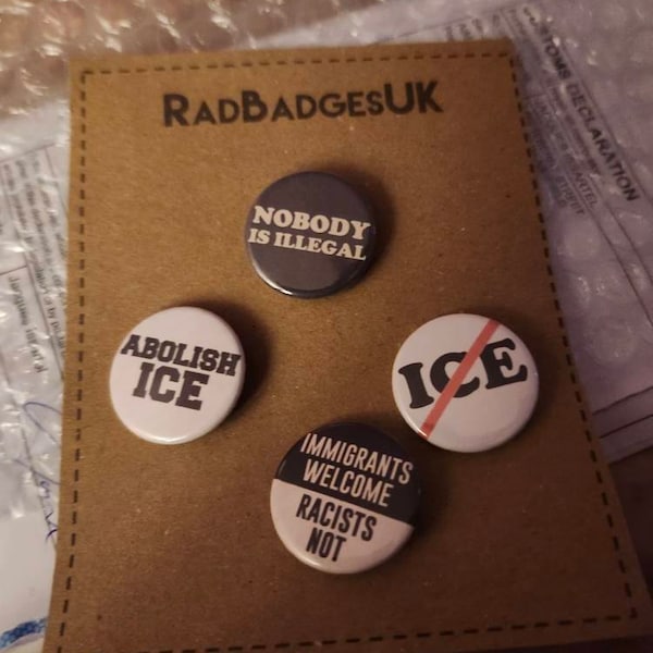 4 Set Immigration ICE Protest Pins Pro-immigrant Buttons Anti-racist ...