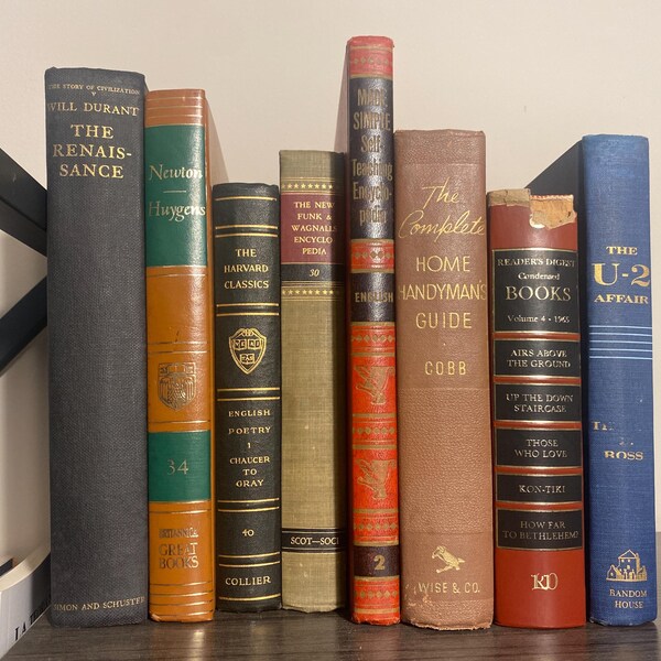 Authentic Vintage Books Beautiful for Decor Farmhouse Customizable ...