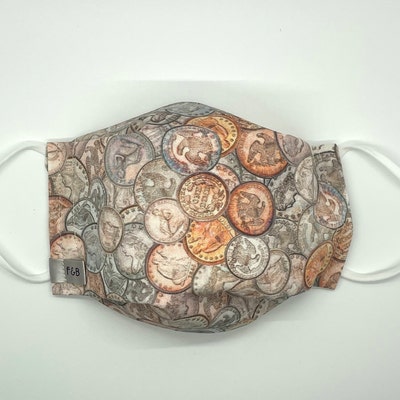 Vintage American Coins Fabric Money Loose Change Metal Look Copper ...