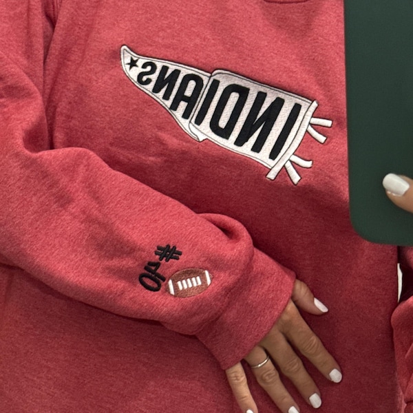 Embroidered Pennant Sweatshirt With Team Name, Custom Embroidered ...