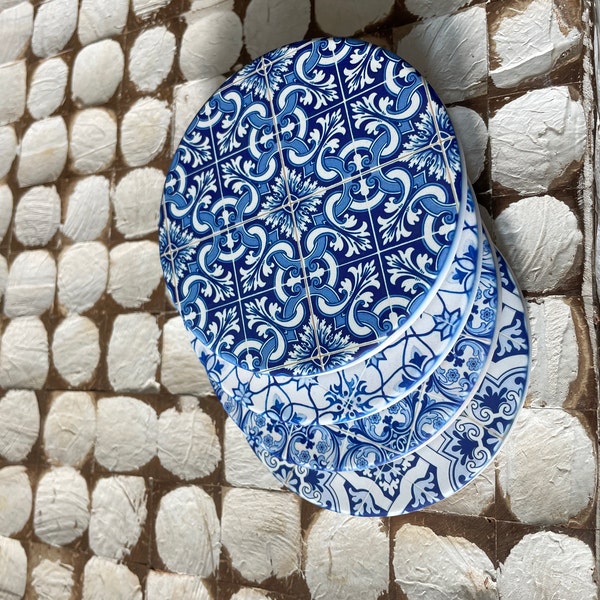 Blue Tile Stone Drink Coasters - Boho Coffee Table Decor - Boho Barware ...