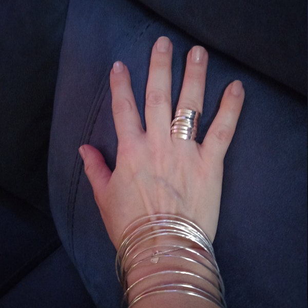 Chunky Statement Sterling Silver Wrap Ring With Flexible Wrapped Silver Band Wide Ring - Etsy